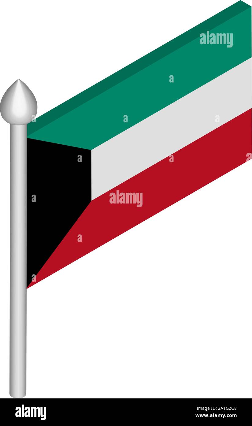 Isometric Illustration of Flagpole with Kuwait Flag Stock Vector Image ...