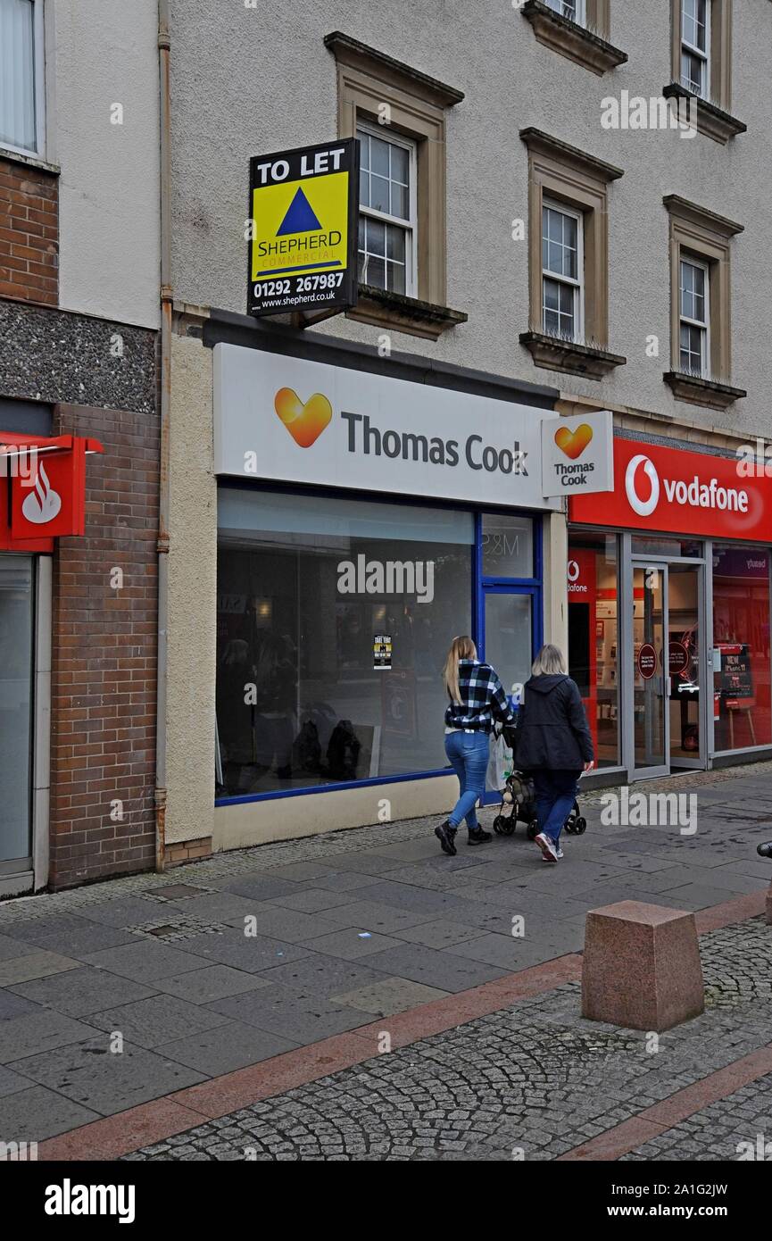 An empty Thomas Cook shop premises in Kilmarnock, Ayrshire with a To ...