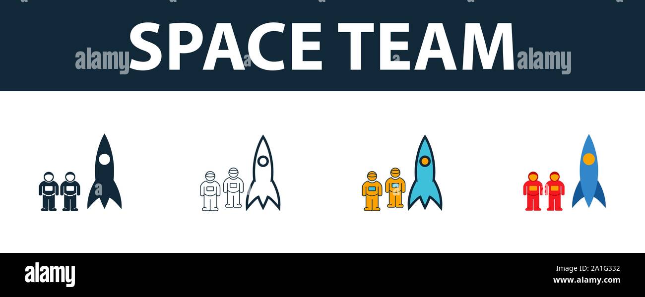 Space Team icon set. Four simple symbols in diferent styles from space ... Space Team icon set. Four simple symbols in diferent styles from space ...