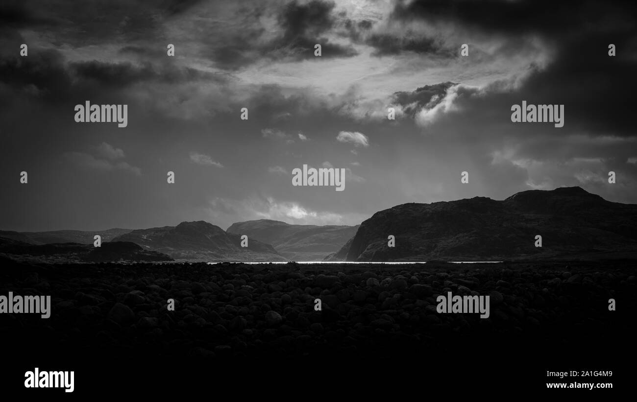 Idyllic scene beautiful sunset Black and White Stock Photos & Images ...