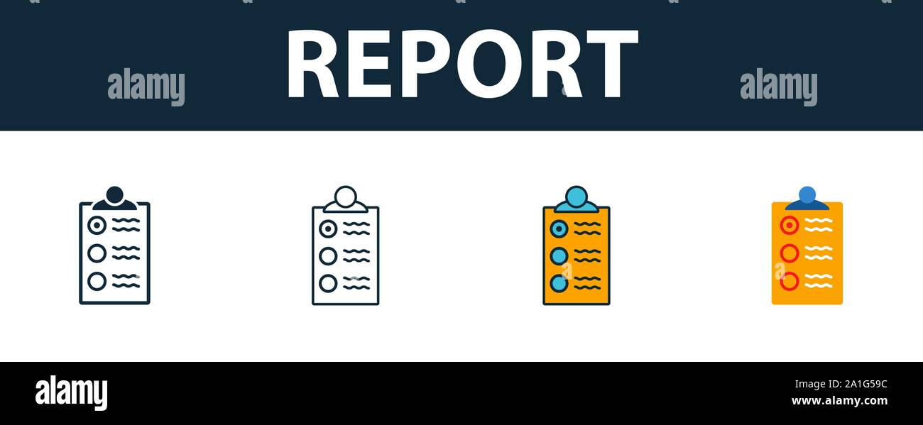 Report icon set. Premium symbol in different styles from fire safety ...
