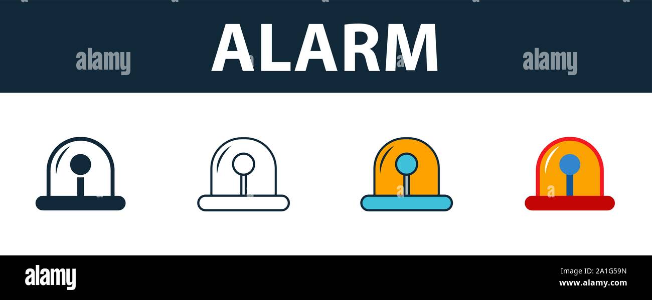 Alarm icon set. Premium symbol in different styles from fire safety ...