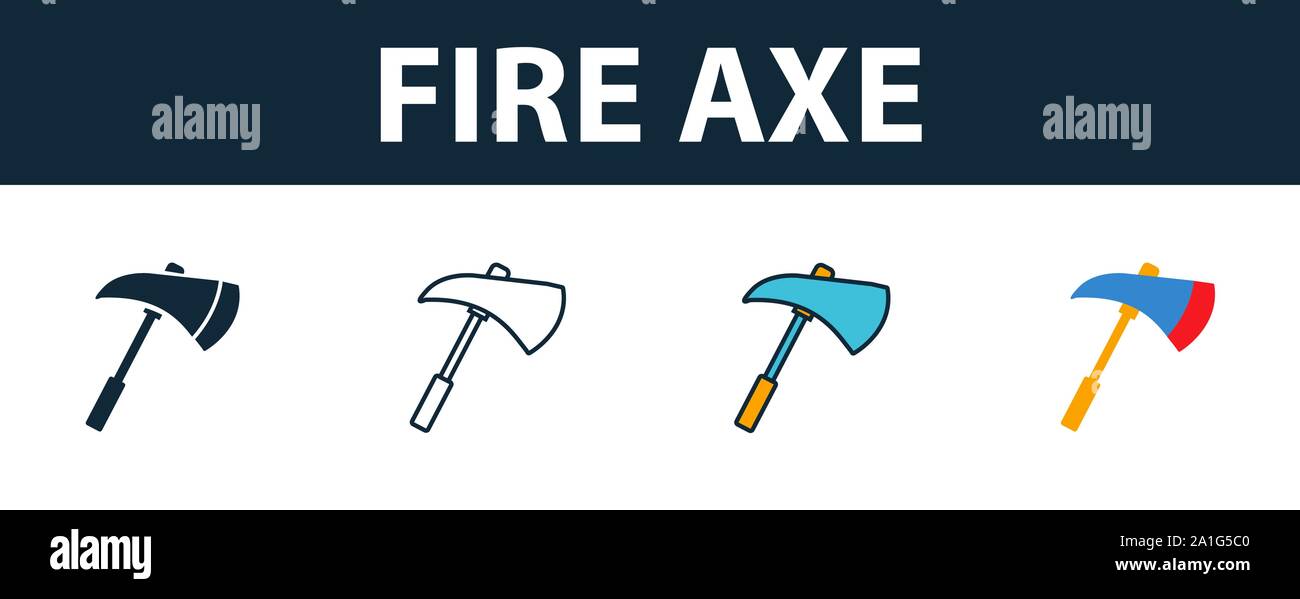 Fire Axe icon set. Premium symbol in different styles from fire safety ...
