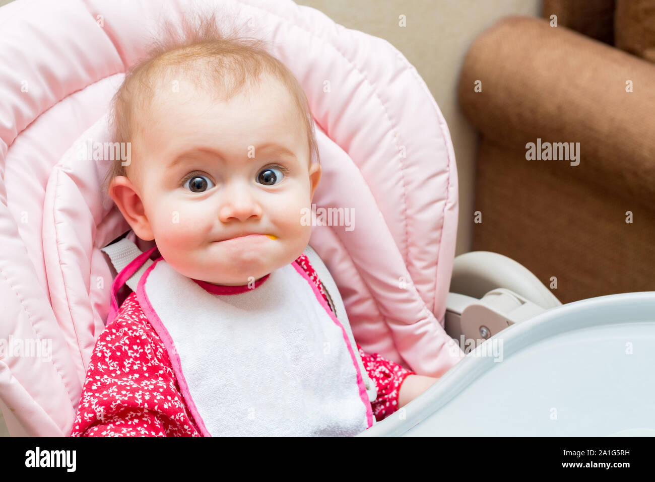 Portrait smiling baby girl pram hi-res stock photography and images - Alamy
