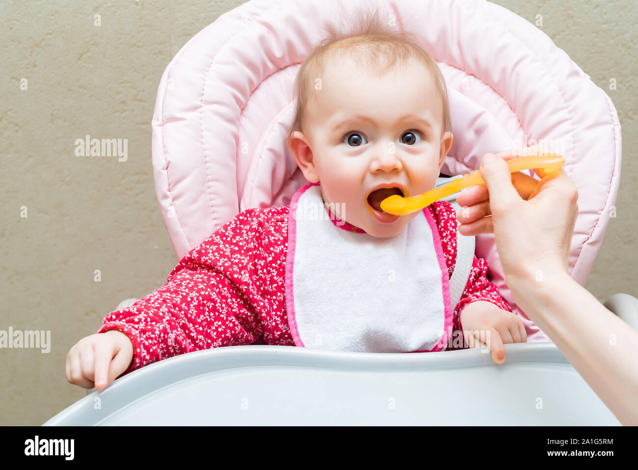 Portrait smiling baby girl pram hi-res stock photography and images - Alamy