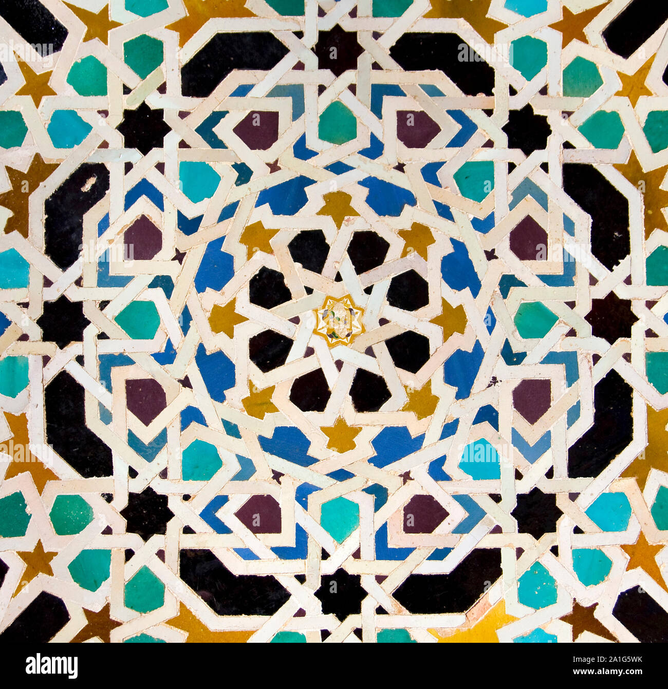 Typical Andalusian mosaic, very colorful, geometric motifs Arab ...