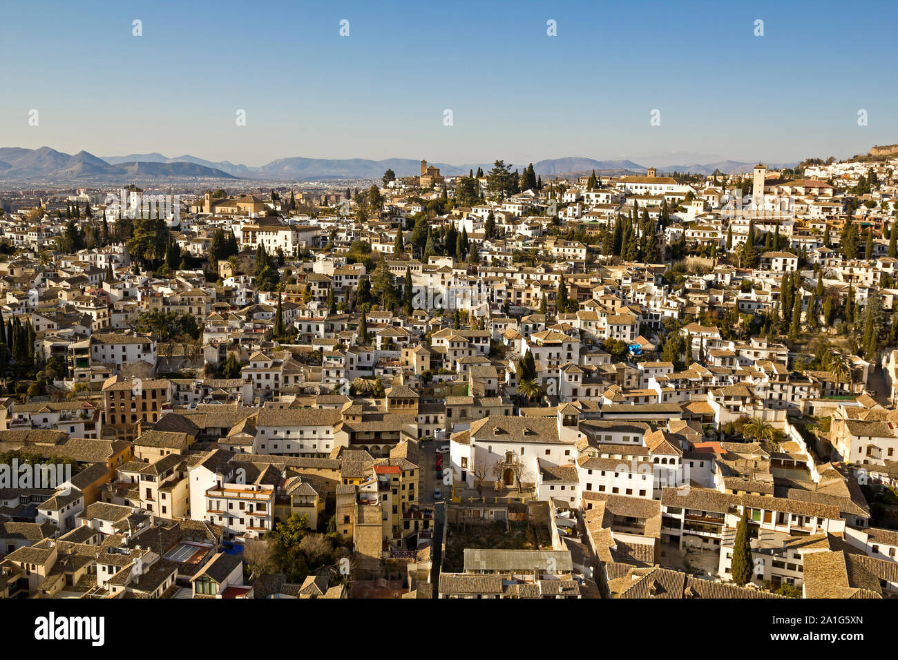 District of Albaicin, Granada, from the walls of the Alhambra Stock ...