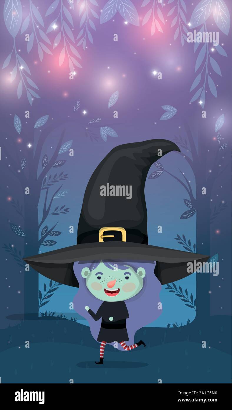 halloween season scene with girl costume witch Stock Vector Image & Art ...