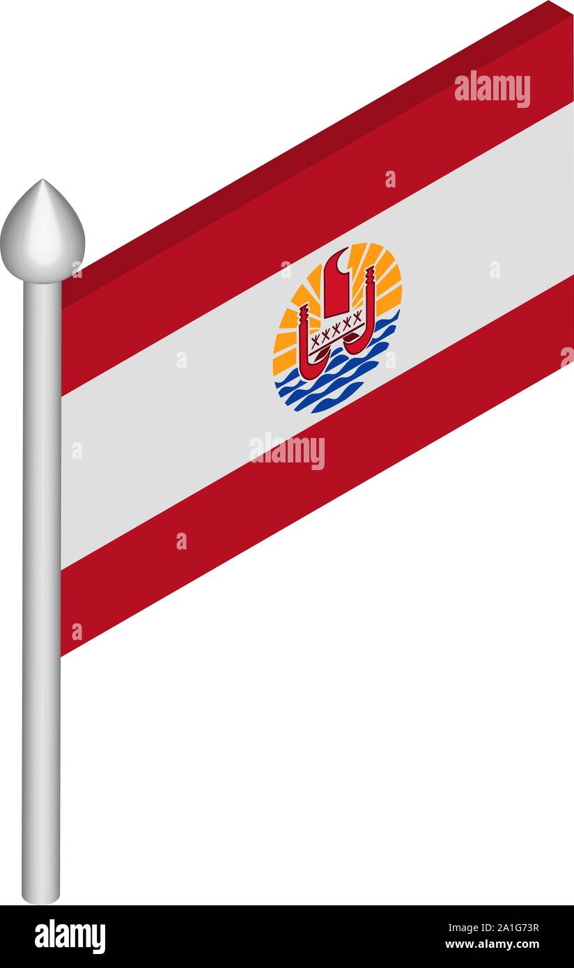 Isometric Illustration of Flagpole with French Polynesia Flag Stock ...