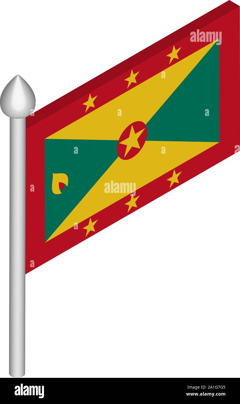 Isometric Illustration Of Flagpole With Grenada Flag Stock Vector Image