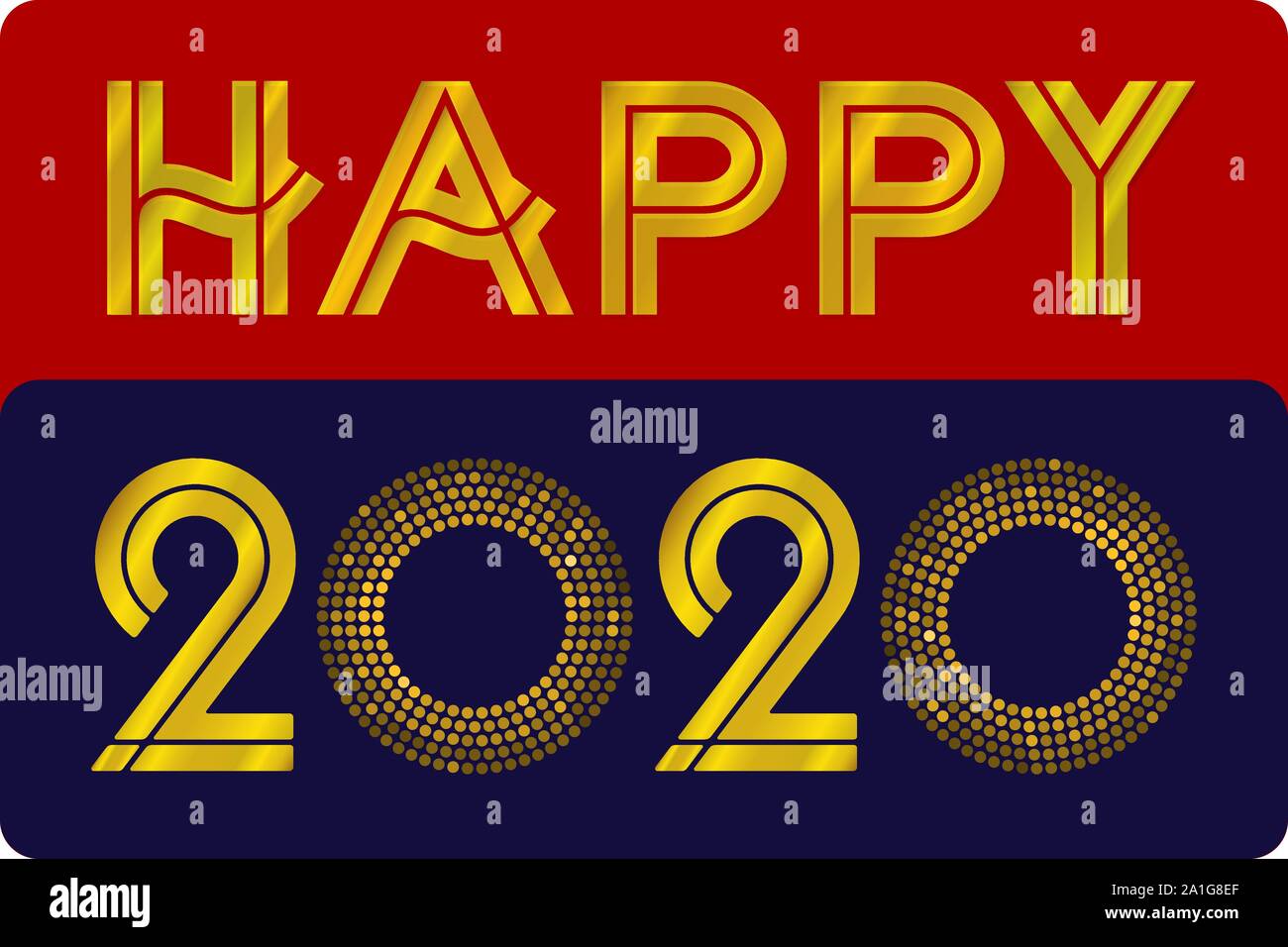 Happy 2020 text with gradients and shadows. Easy color changes. Vector ...