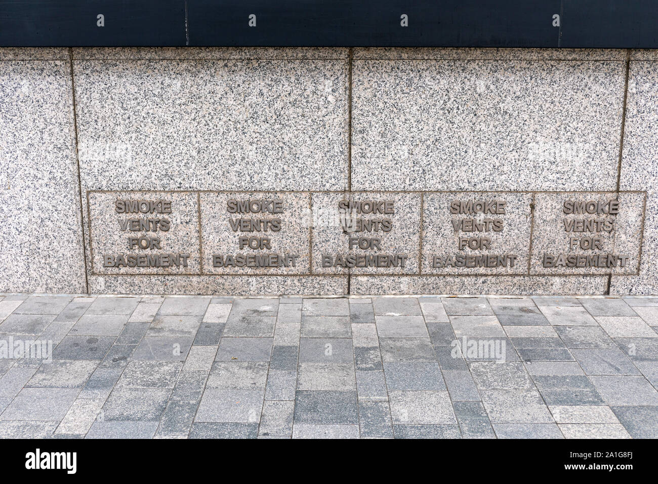 Smoke Vents for Basement Sign at Building Wall Stock Photo - Alamy