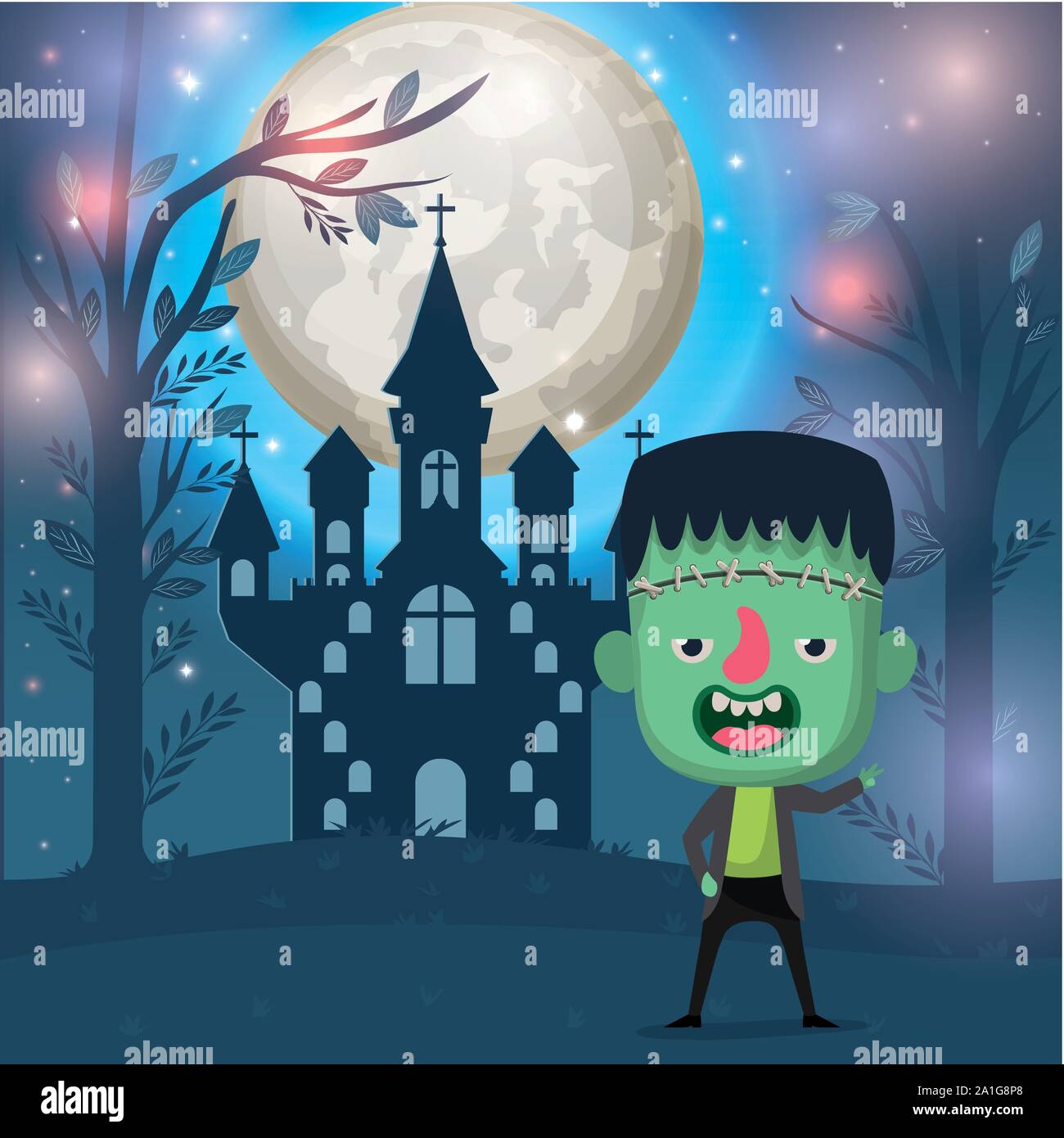 Frankenstein castle illustration hi-res stock photography and images ...