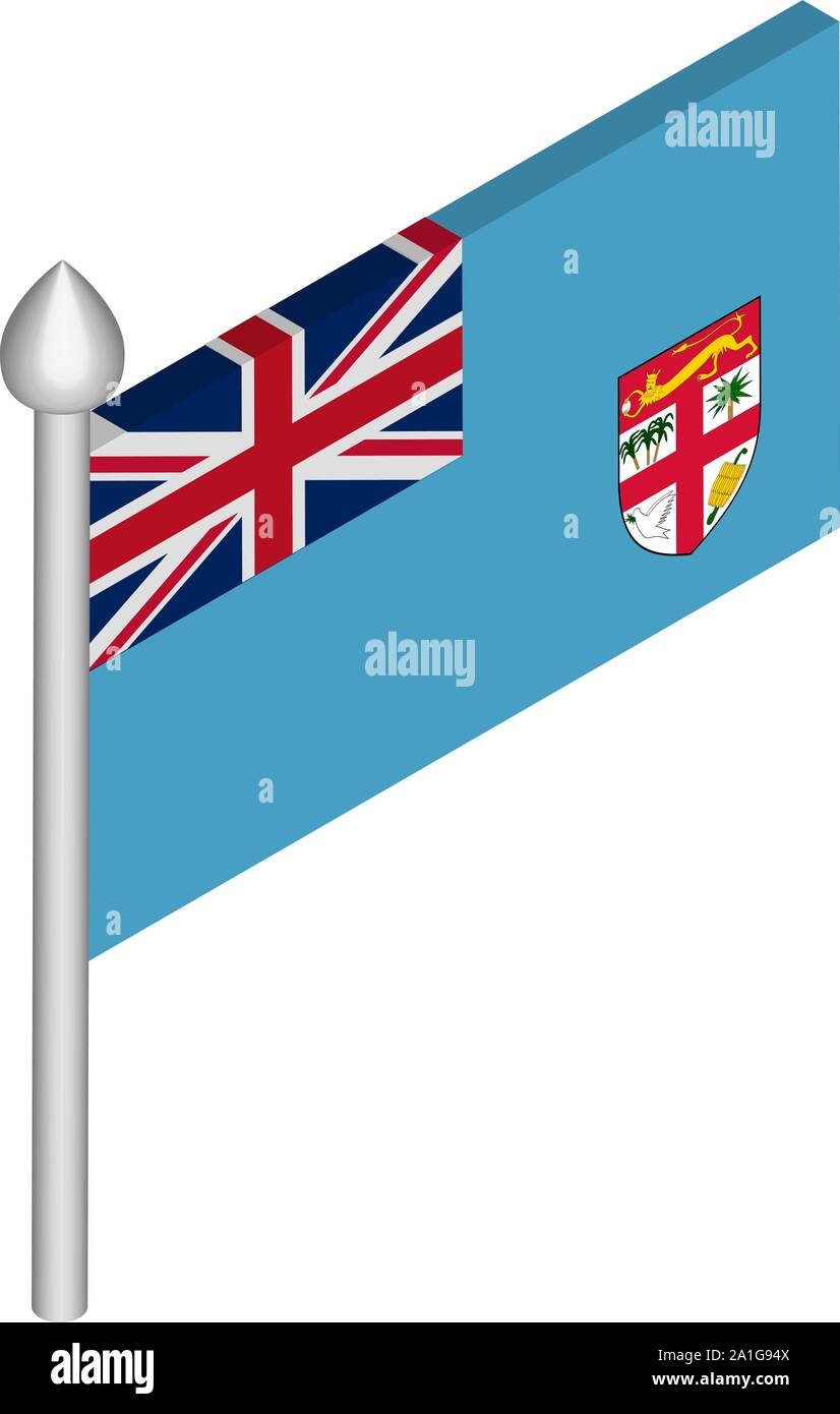 Isometric Illustration of Flagpole with Fiji Flag Stock Vector Image ...