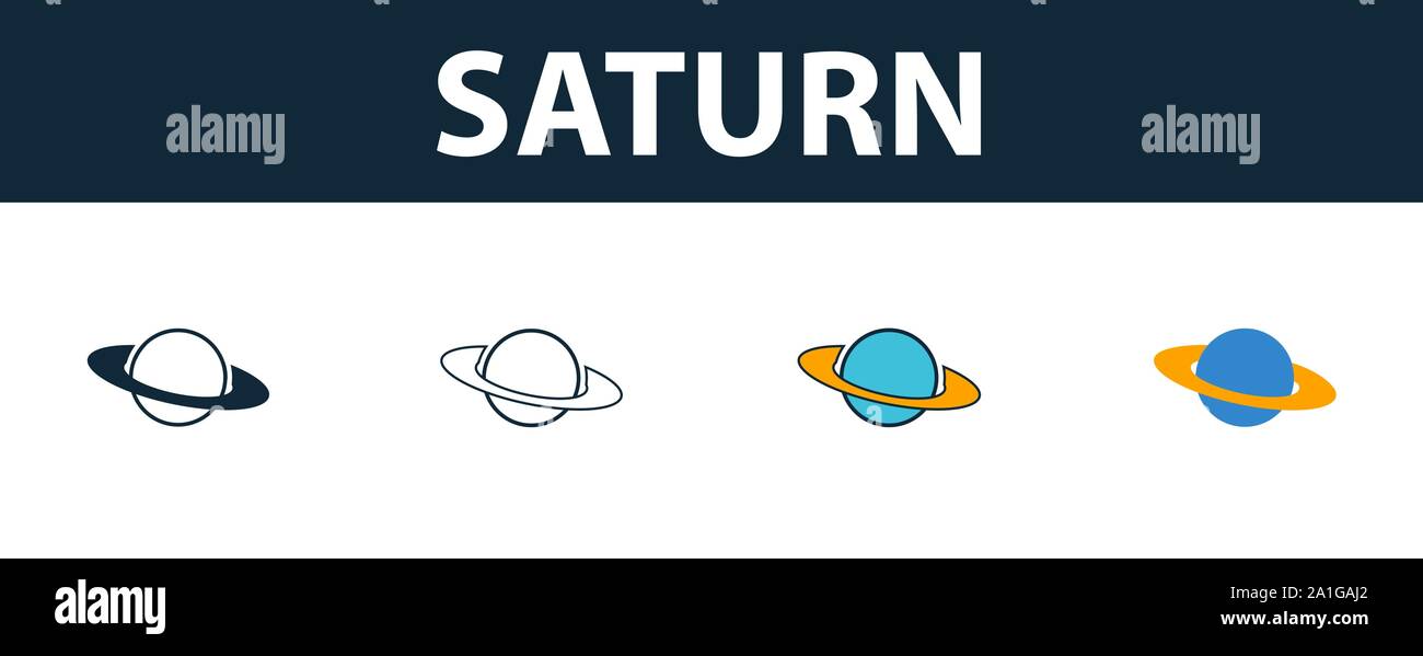 Saturn icon set. Four simple symbols in diferent styles from space ...