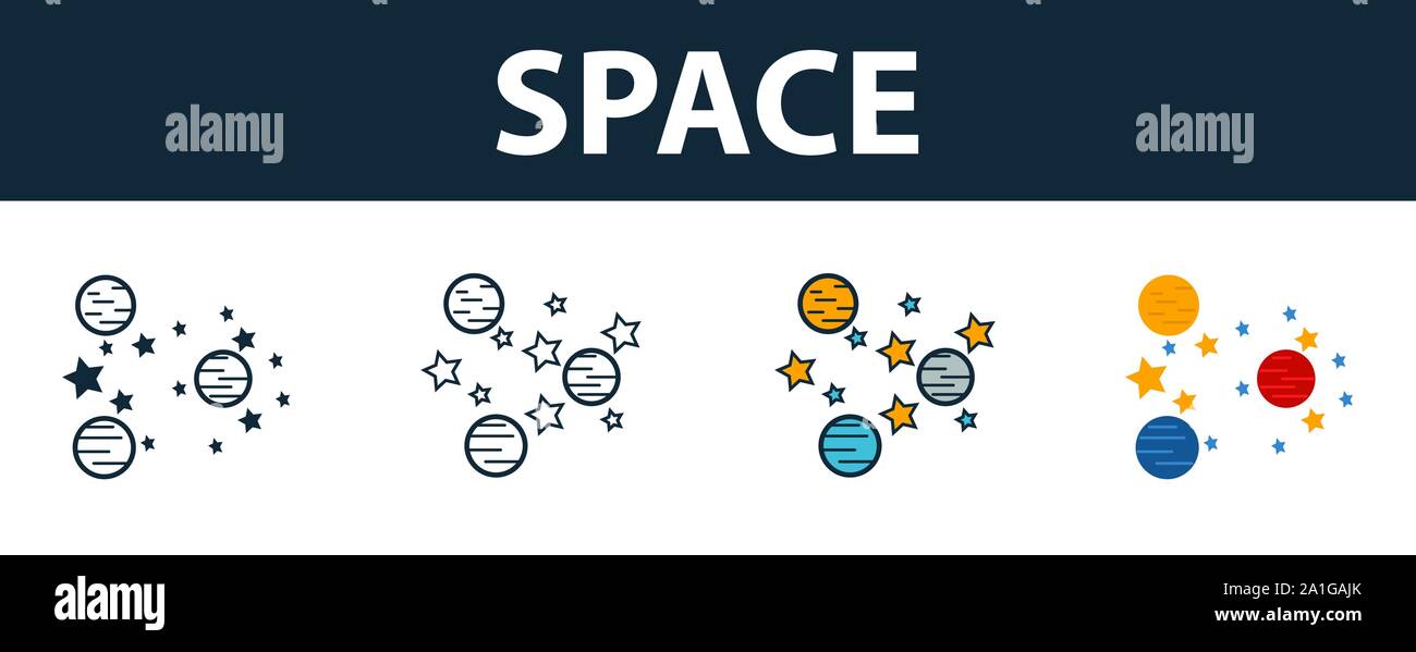 Space icon set. Four simple symbols in diferent styles from space icons ...