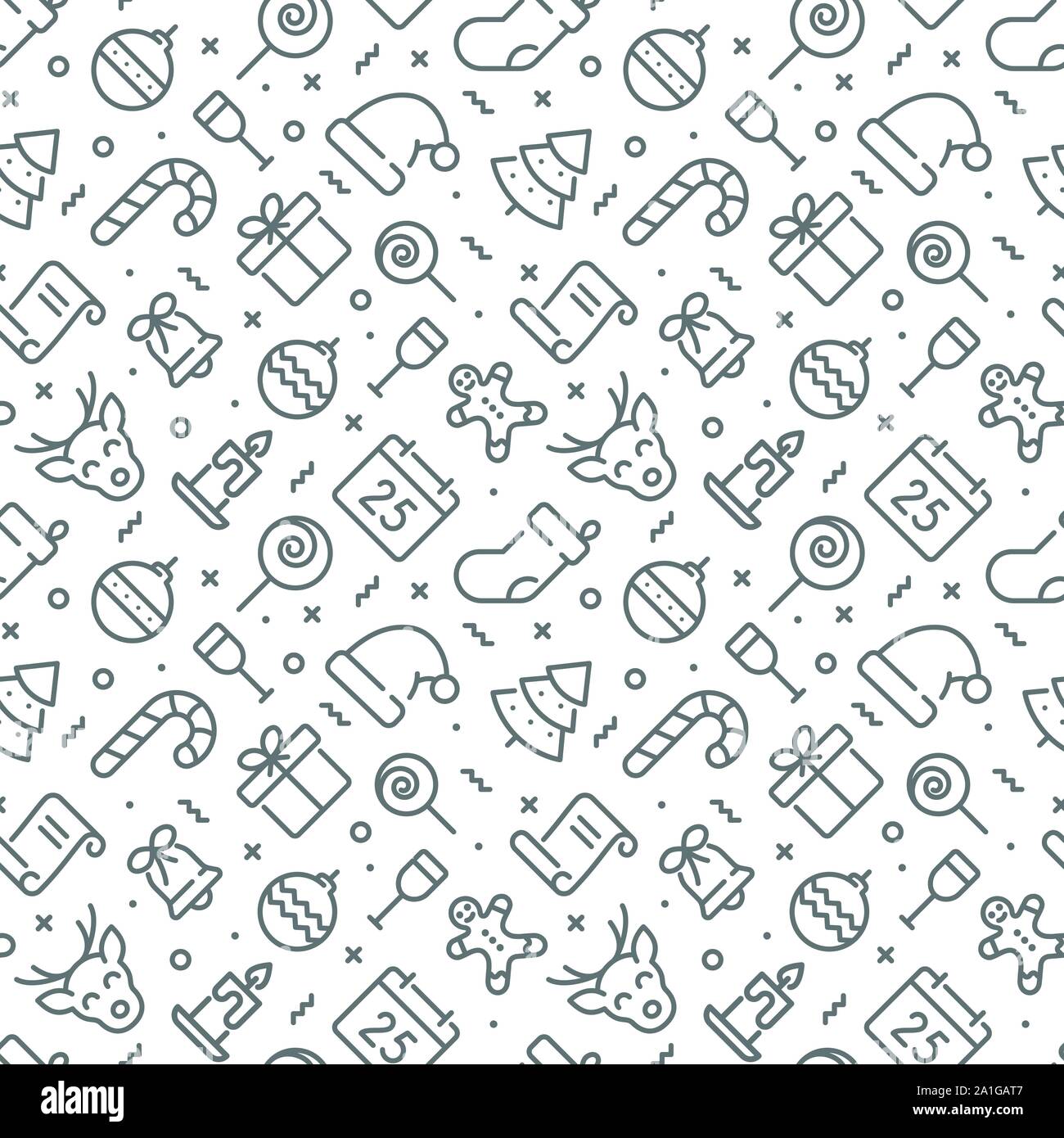 Christmas seamless pattern with thin line icons Stock Vector Image ...