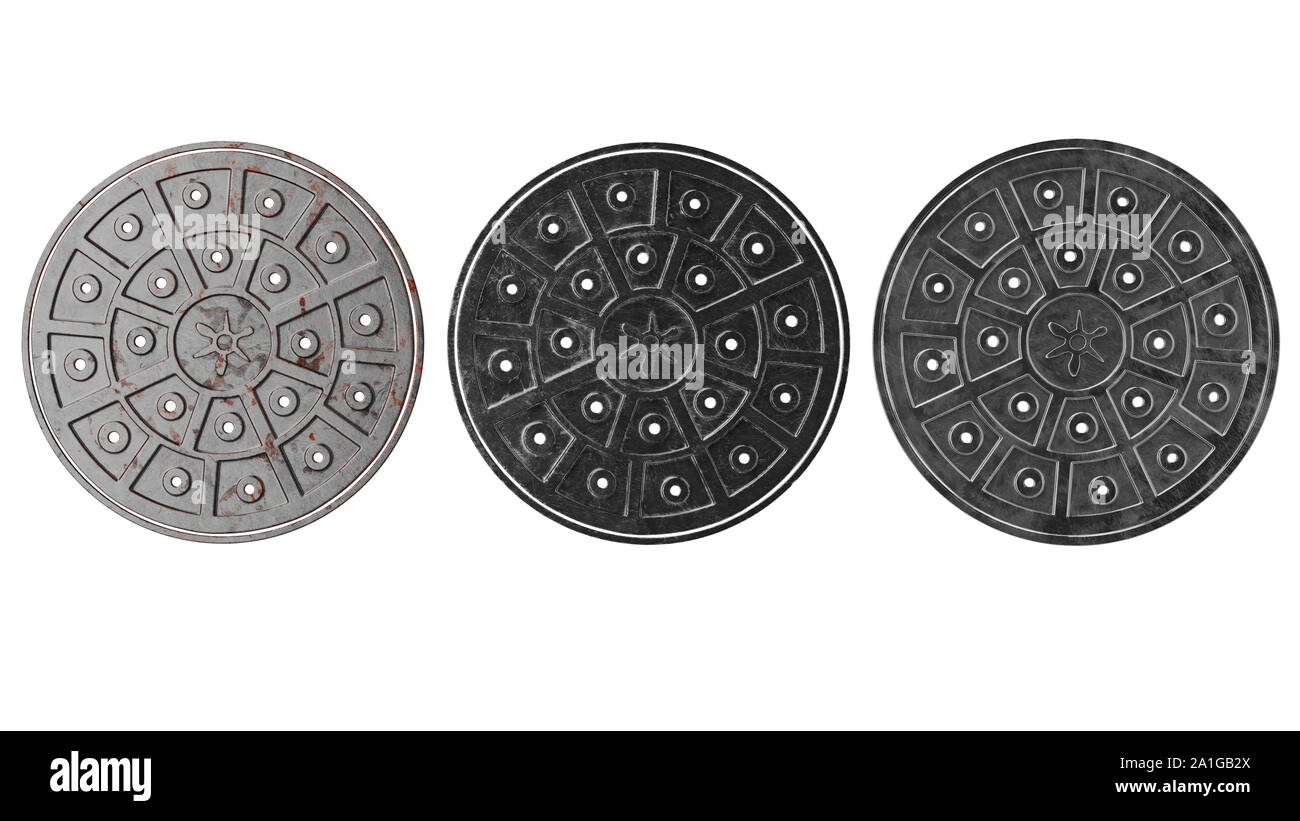 Manhole metal urban, old retro style. 3D rendering Stock Photo - Alamy
