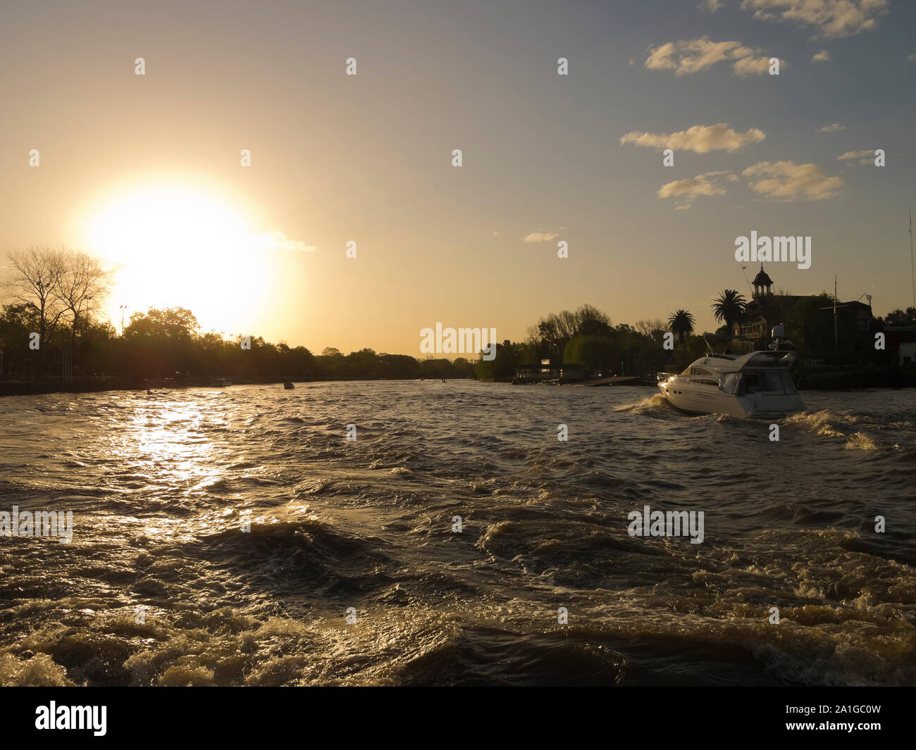 Yacht on El Tigre delta , El Rio de la Plata. El Tigre Delta. Argentina ...