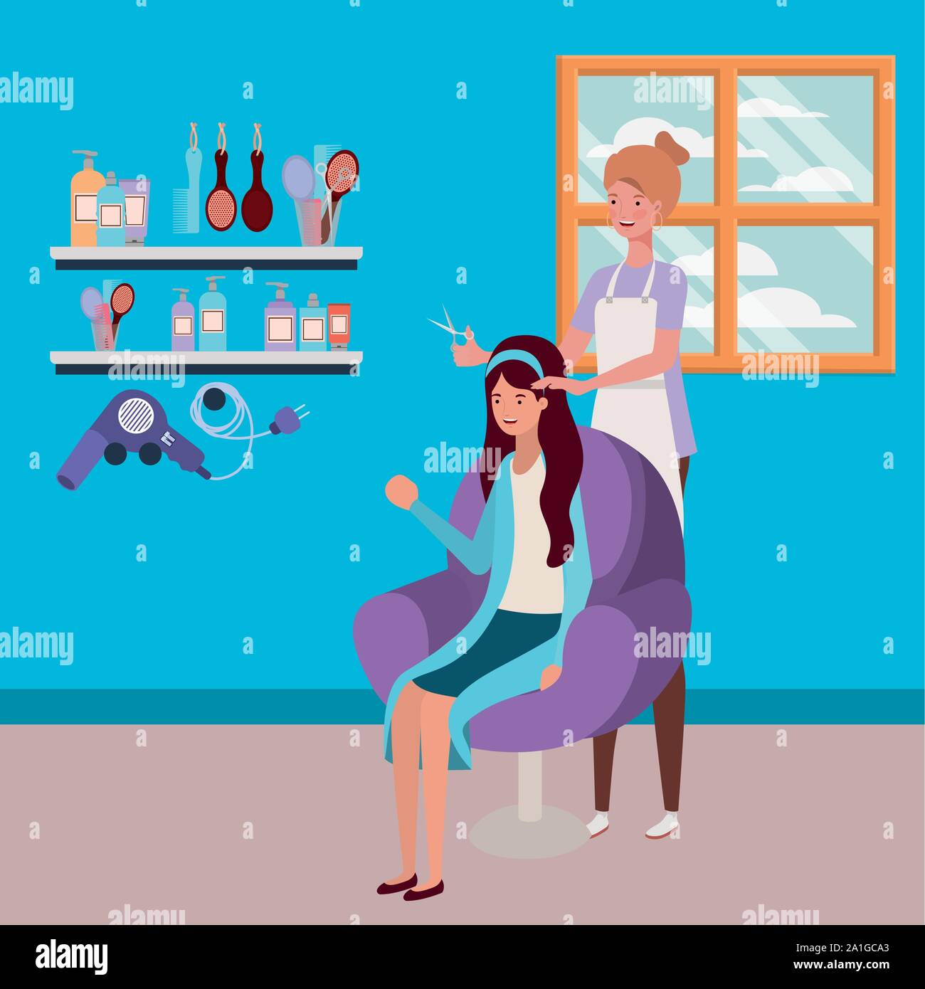 Beauty fixing hair Stock Vector Images - Alamy