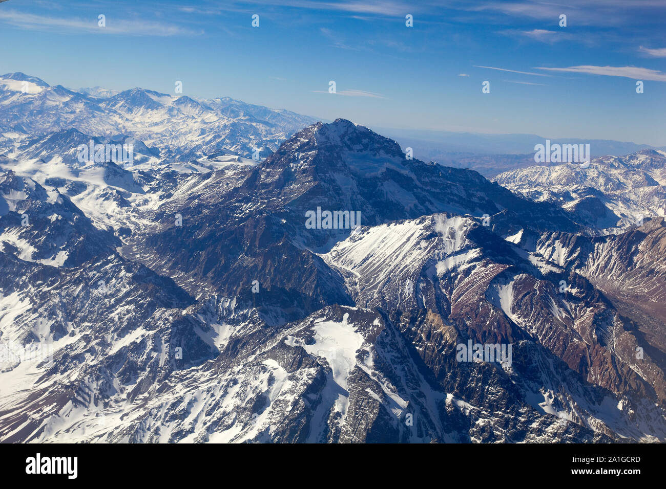 Mount Aconcagua in Mendoza, Andes Mountain Range, border between ...