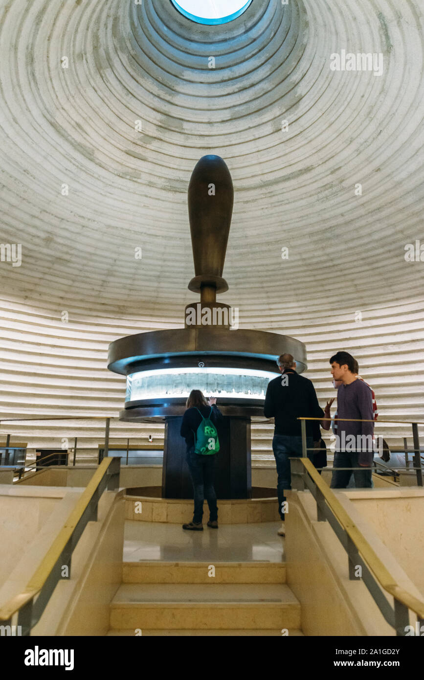 JERUSALEM, ISRAEL - Feb, 2017: Shrine holding one of the Dead Sea ...