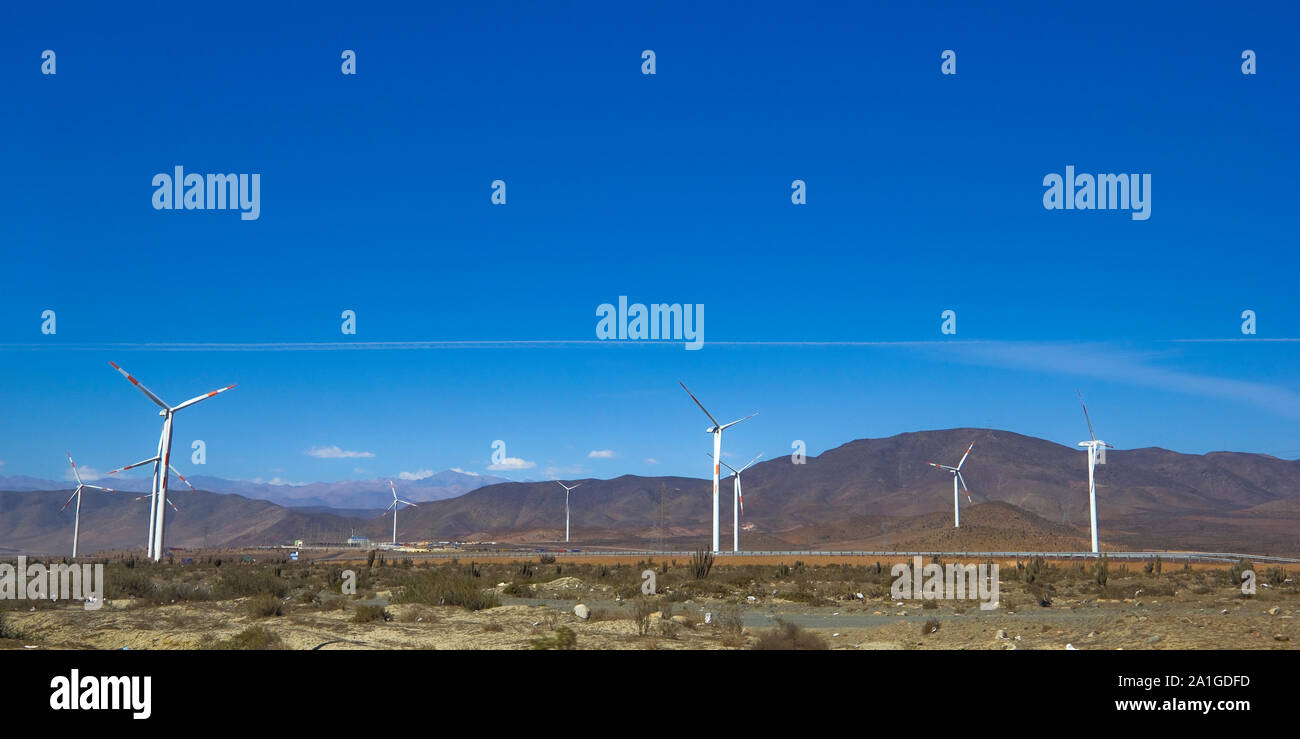 Wind farm in northern Chile, mining regions of Atacama and Coquimbo ...