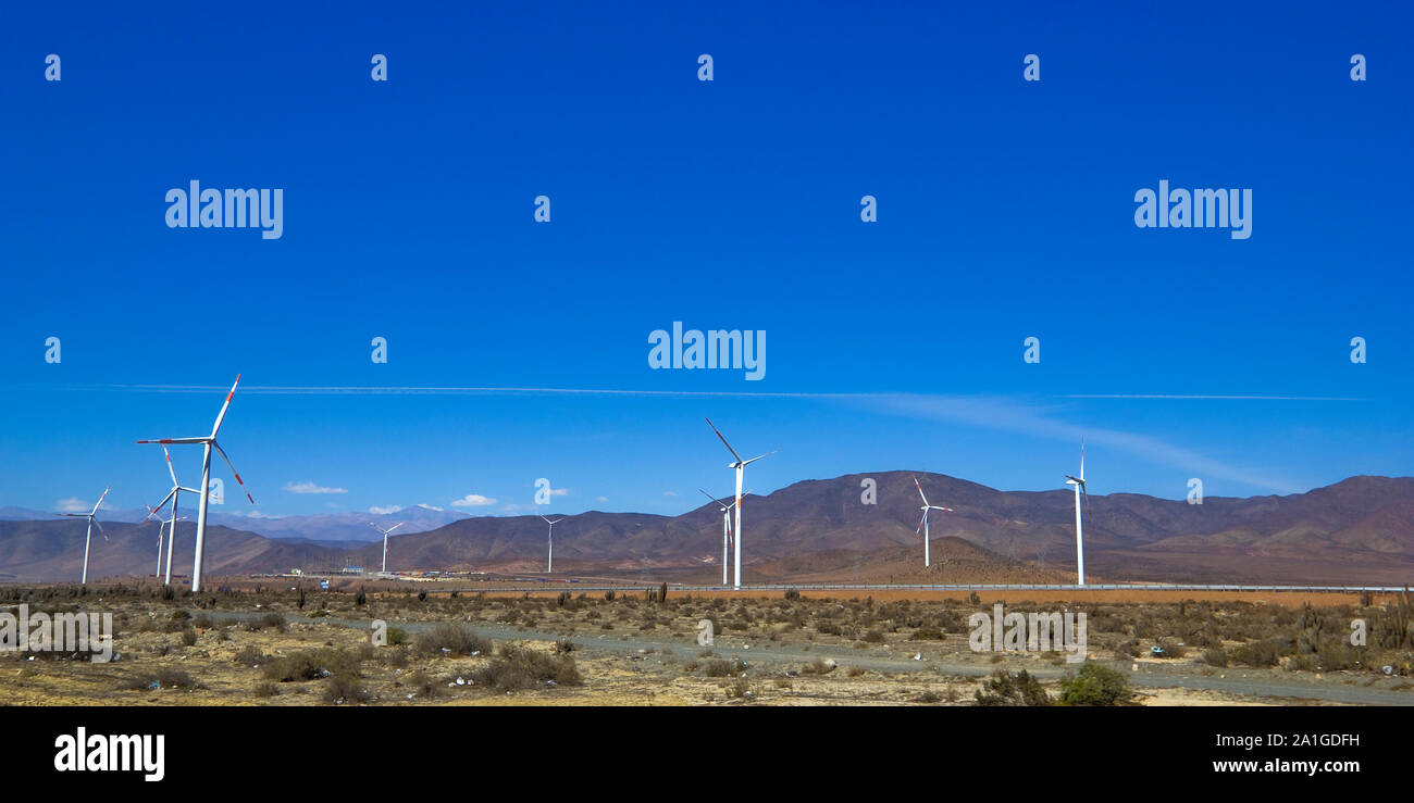 Wind farm in northern Chile, mining regions of Atacama and Coquimbo ...