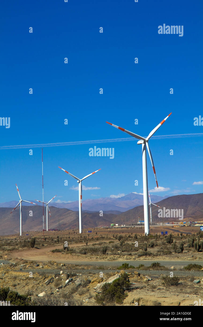 Wind farm in northern Chile, mining regions of Atacama and Coquimbo ...