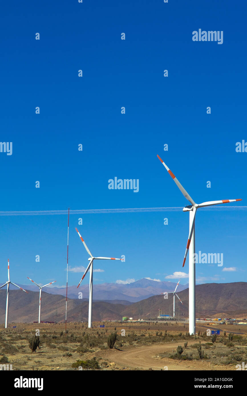 Wind farm in northern Chile, mining regions of Atacama and Coquimbo ...