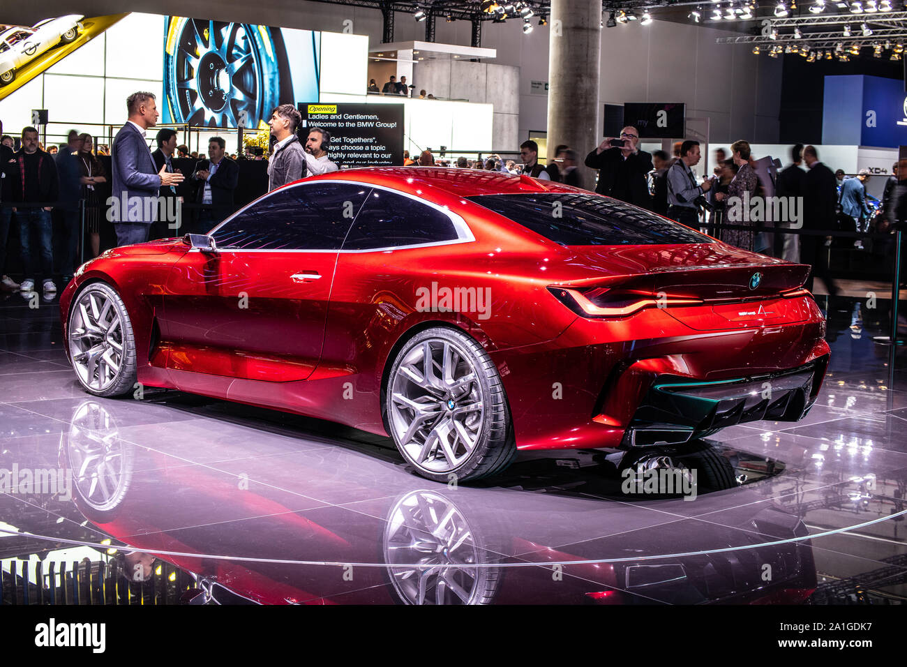 Frankfurt, Germany, Sep 2019: metallic red BMW Concept 4 Prototype Car ...