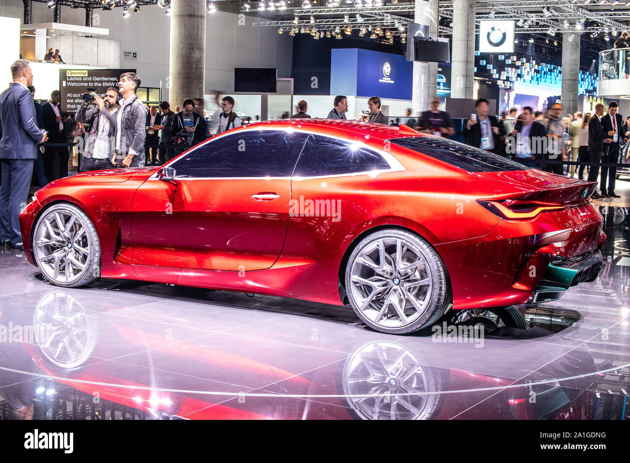 Frankfurt, Germany, Sep 2019: metallic red BMW Concept 4 Prototype Car ...