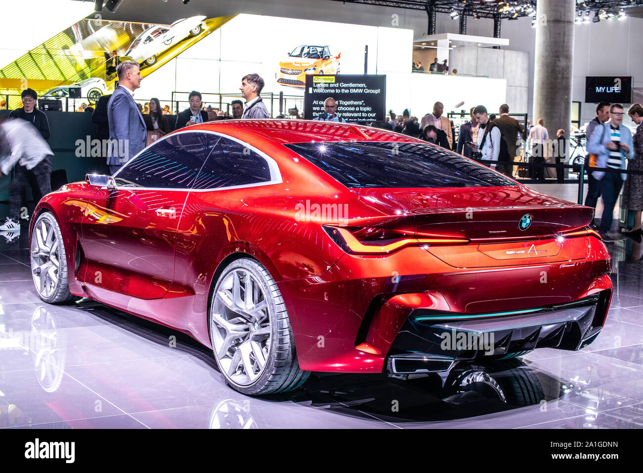 Frankfurt, Germany, Sep 2019: metallic red BMW Concept 4 Prototype Car ...