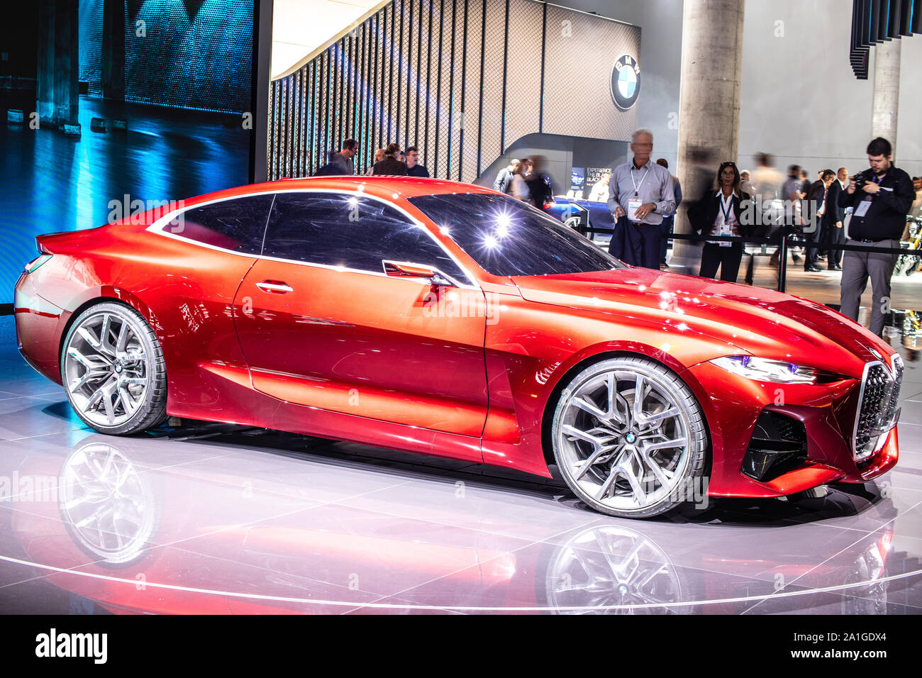 Frankfurt, Germany, Sep 2019: metallic red BMW Concept 4 Prototype Car ...