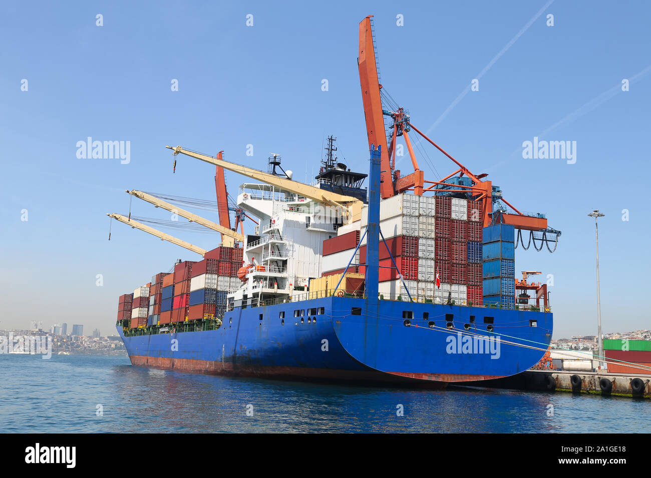 Container Ship is loading in a port Stock Photo - Alamy