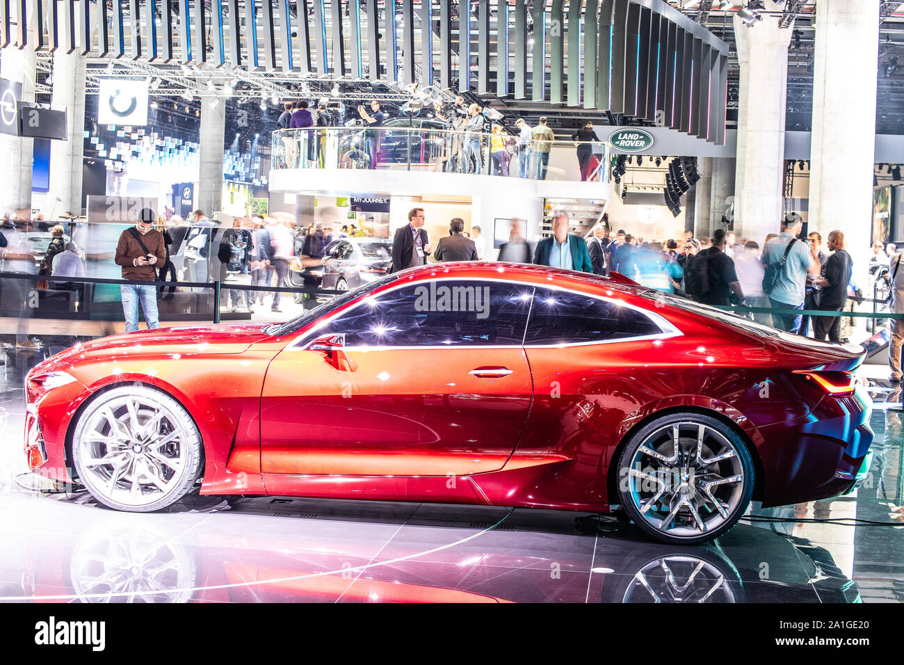 Frankfurt, Germany, Sep 2019: metallic red BMW Concept 4 Prototype Car ...