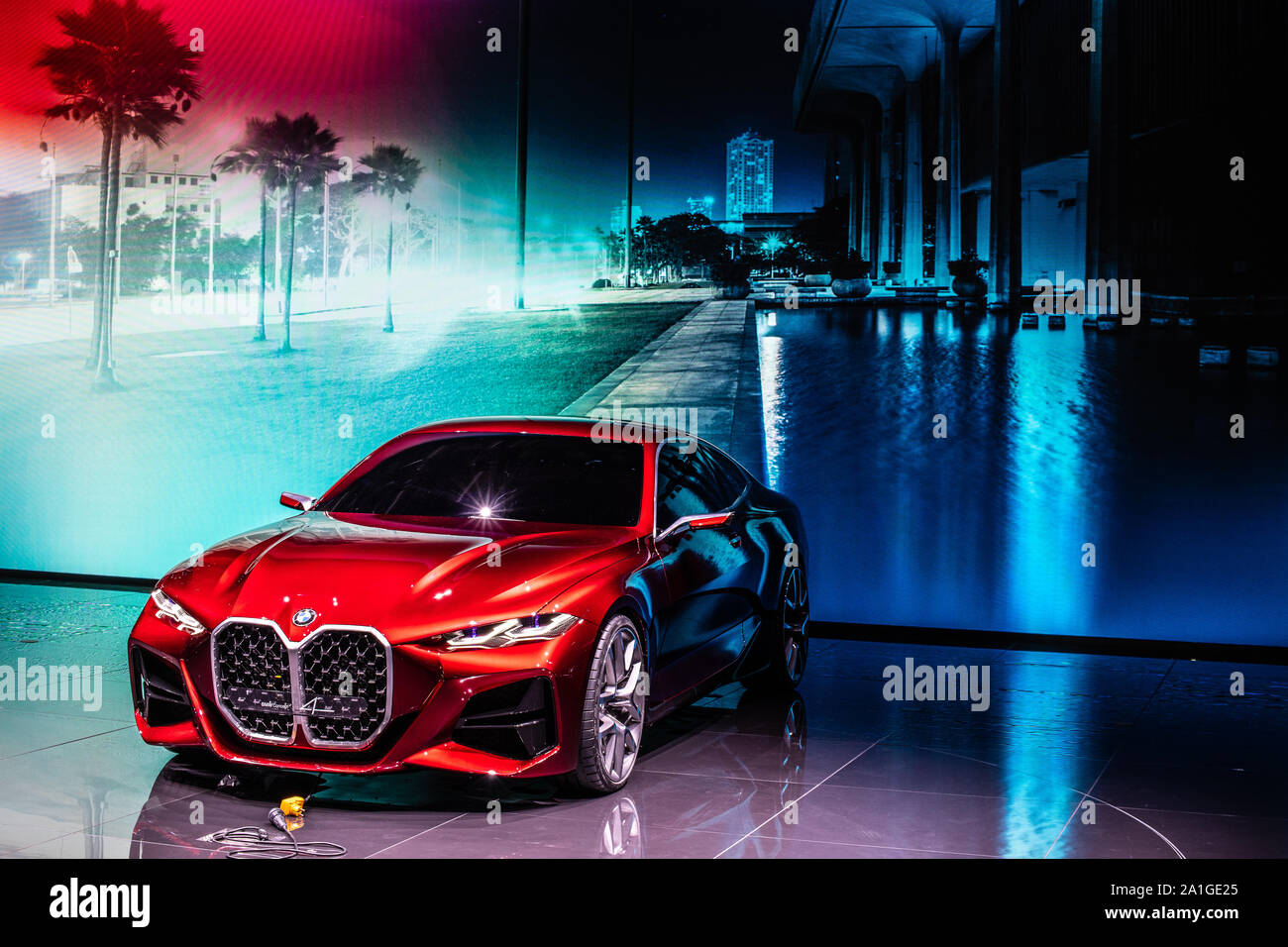 Frankfurt, Germany, Sep 2019: metallic red BMW Concept 4 Prototype Car ...