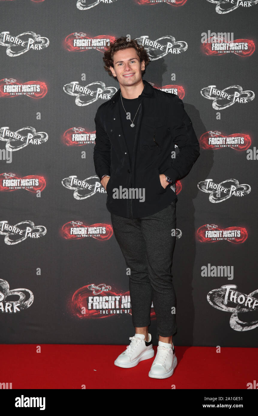 Joe Garret arrives at Thorpe Park Resort during the launch of FRIGHT ...