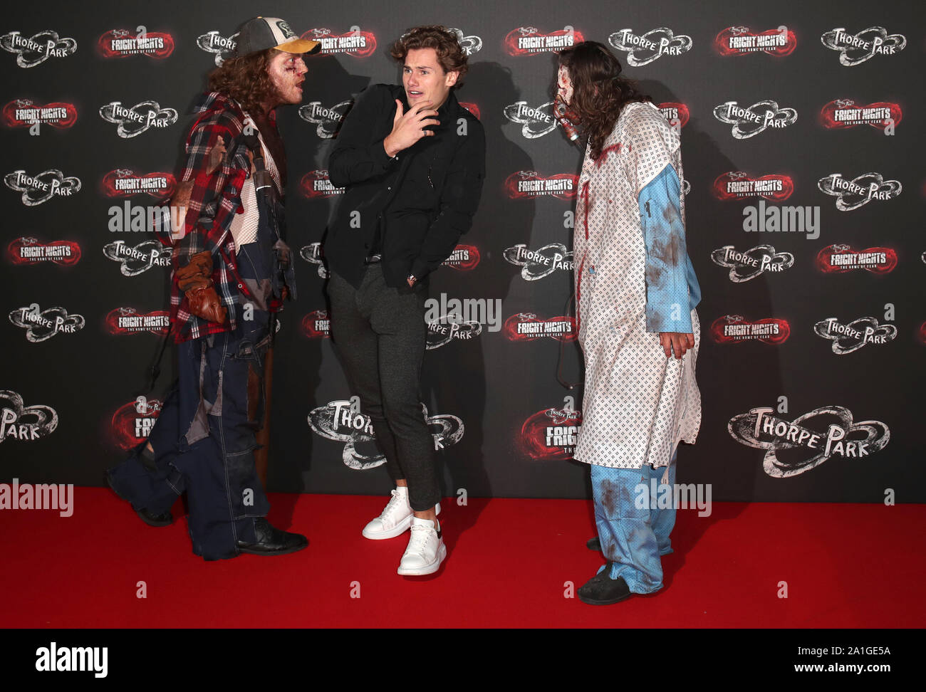 Joe Garrett arrives at Thorpe Park Resort during the launch of FRIGHT ...