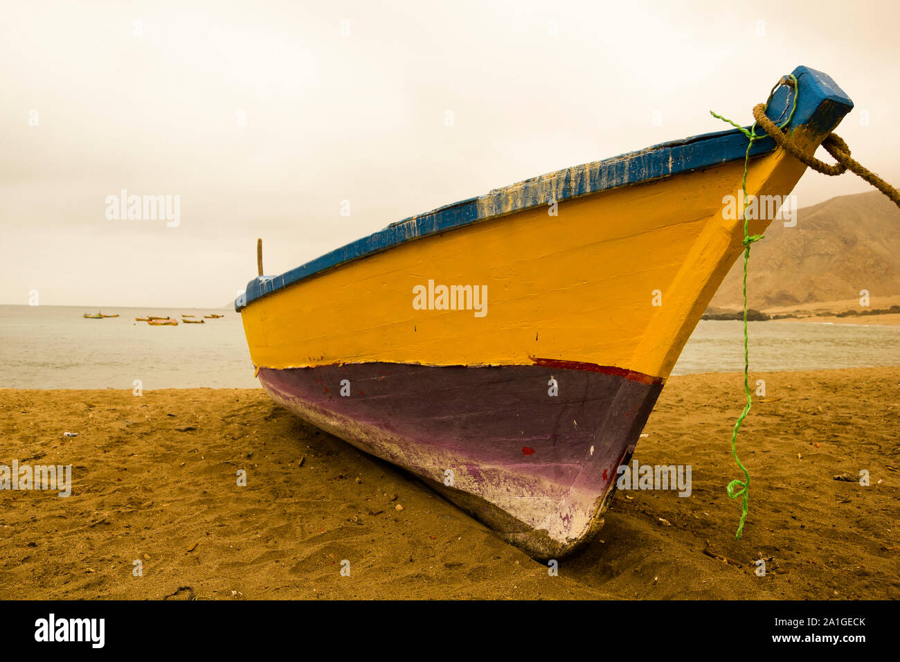 Traditional fishing boats, Pacific Coast of Chile Stock Photo - Alamy