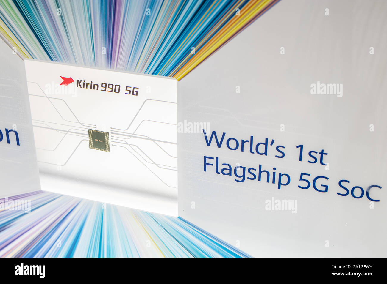 Berlin, Germany, Sep 2019, Kirin 990 5G, world's first Flagship 5g mobile phone SoC Huawei ...