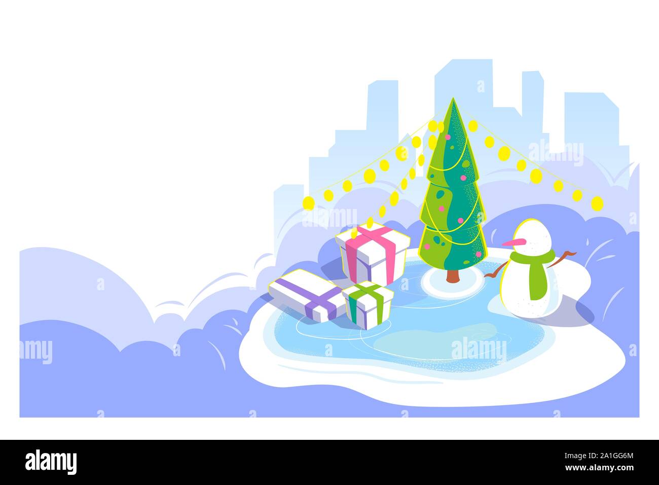 Snowman on background fir Cut Out Stock Images & Pictures - Alamy