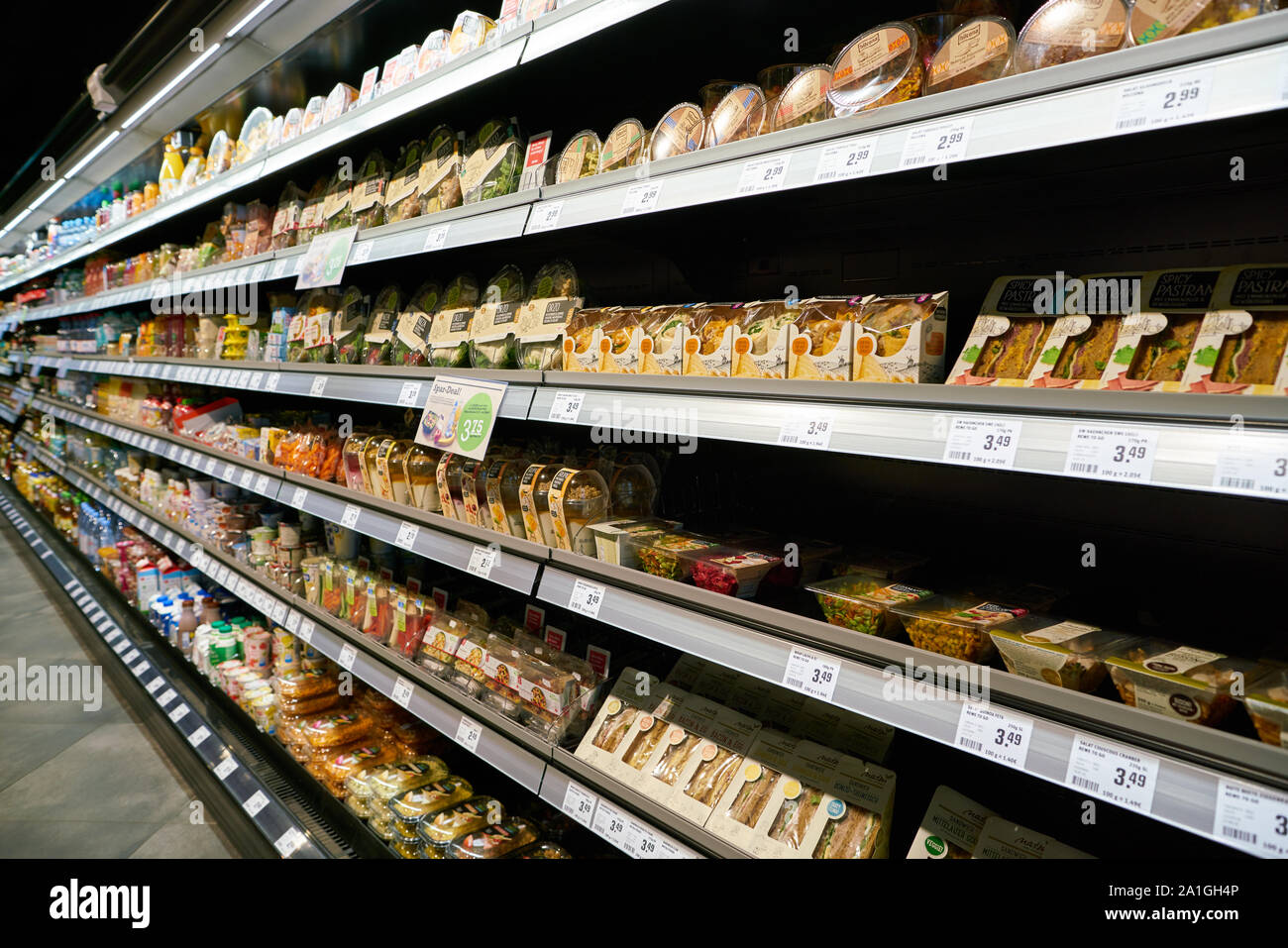 COLOGNE, GERMANY - CIRCA OCTOBER 2018: interior shot of REWE To Go. The ...