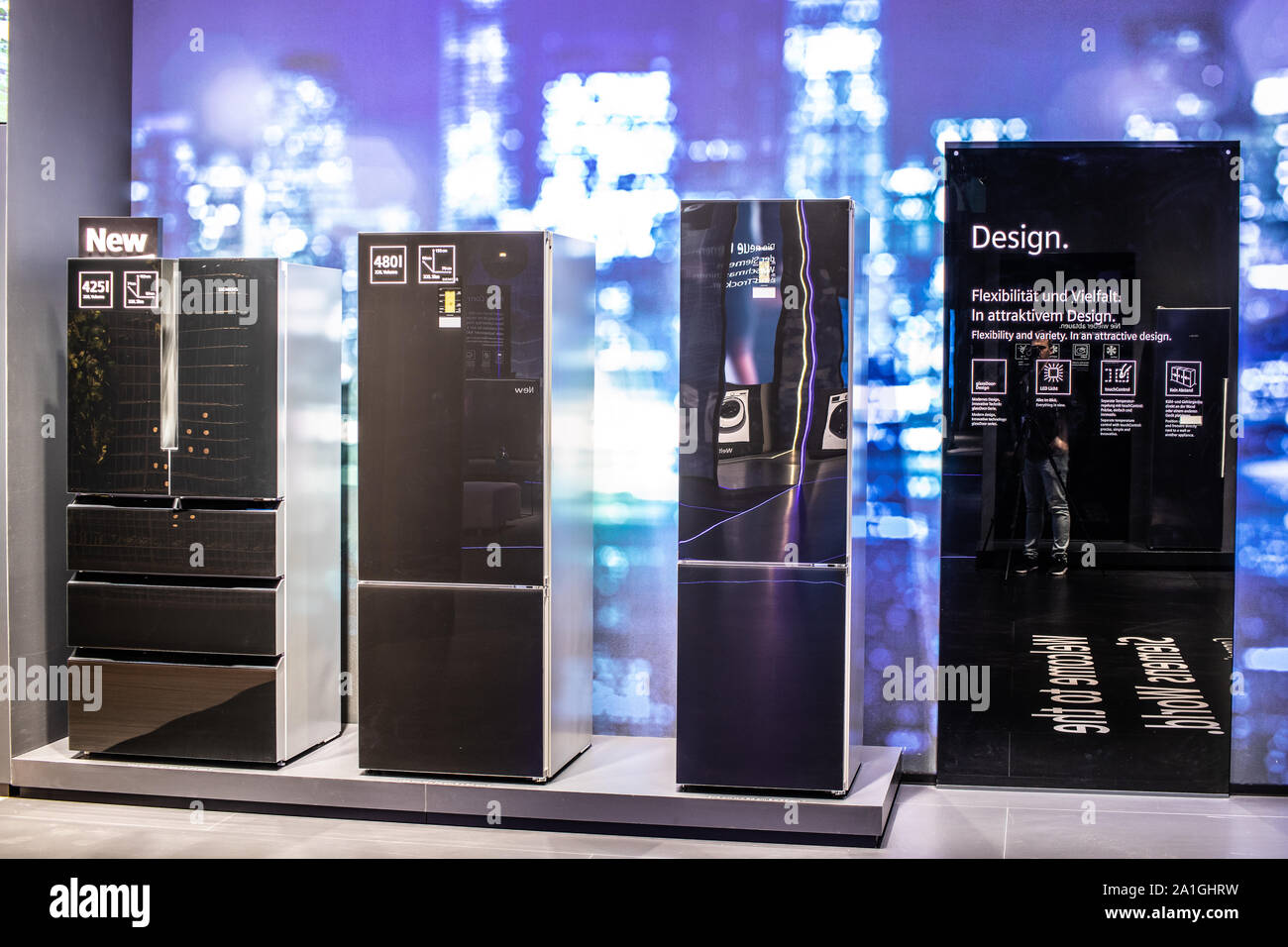 Berlin, Germany, Sep 2019, Siemens fridge refrigerator freezer at ...