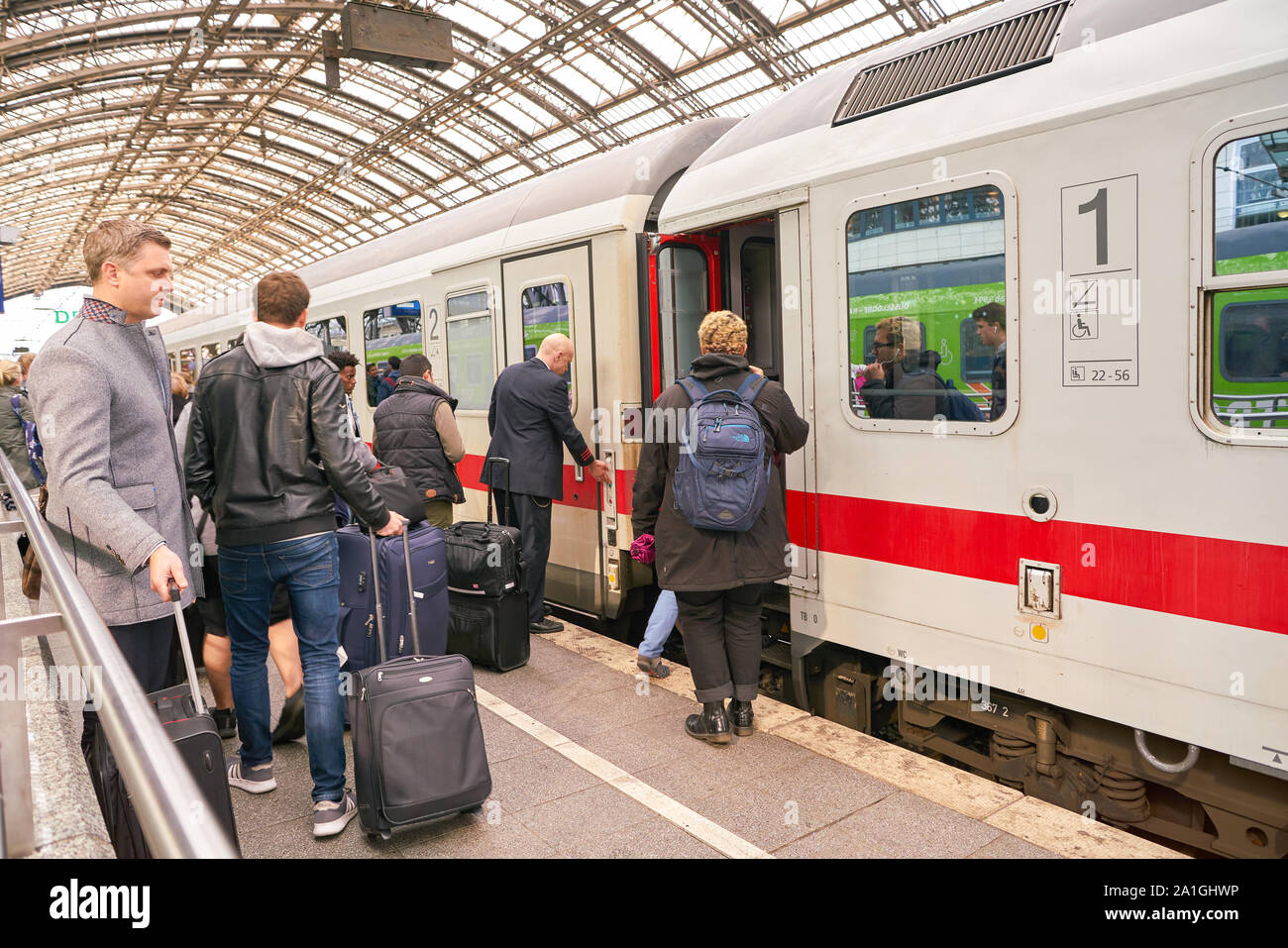 COLOGNE, GERMANY - CIRCA OCTOBER, 2018: a train seen on platrform at ...
