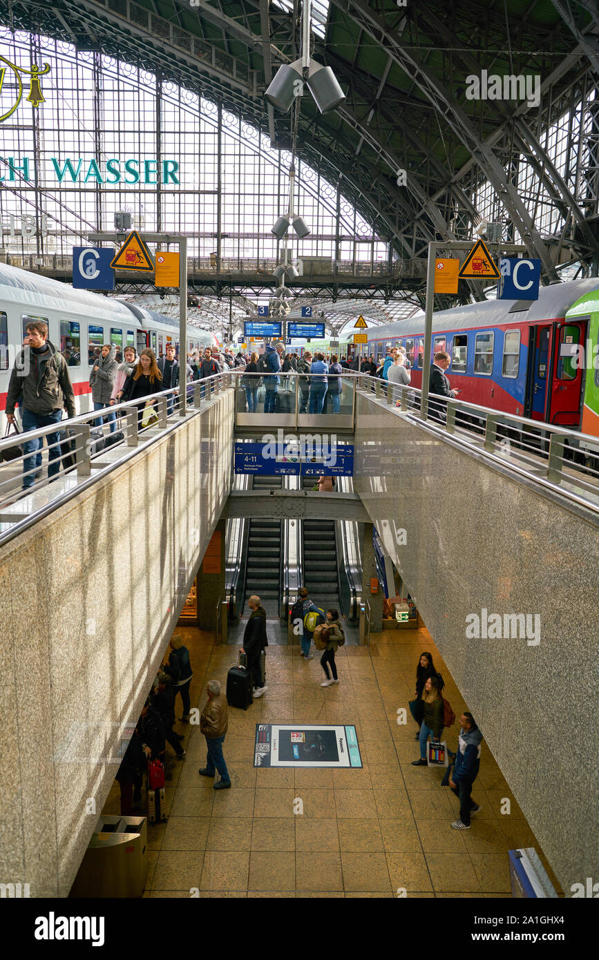 COLOGNE, GERMANY - CIRCA OCTOBER, 2018: trains seen on platrform at ...