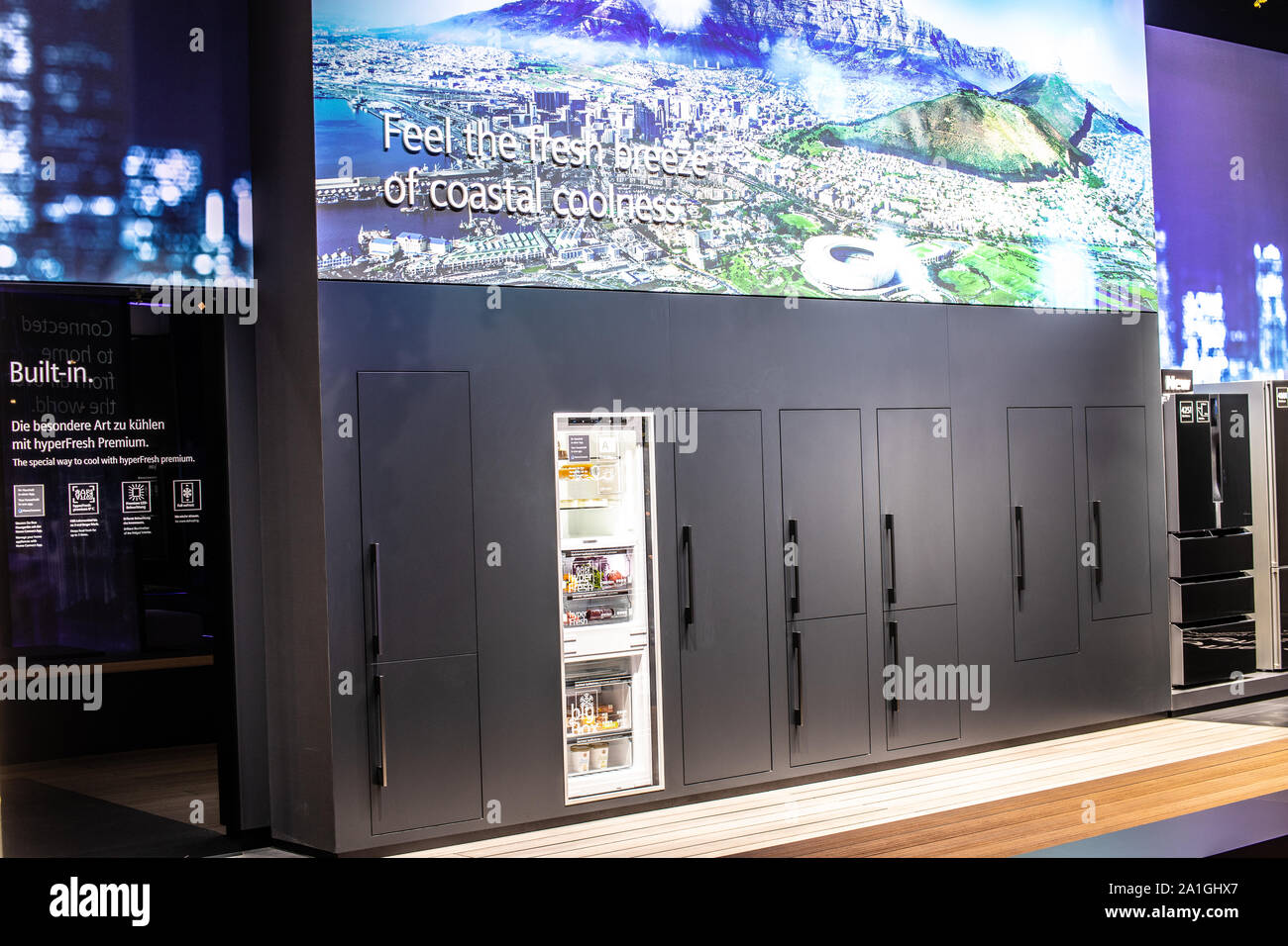 Berlin, Germany, Sep 2019, Siemens fridge refrigerator freezer at ...