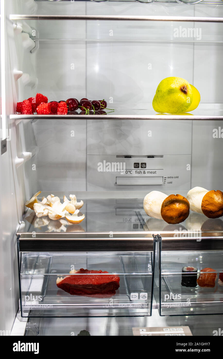 Berlin, Germany, Sep 2019, Siemens fridge refrigerator freezer at ...