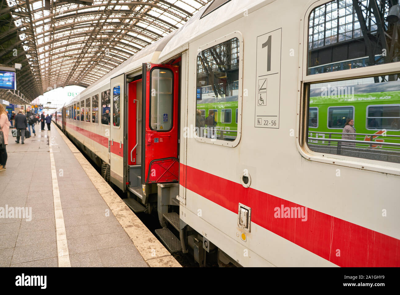 COLOGNE, GERMANY - CIRCA OCTOBER, 2018: a train seen on platrform at ...