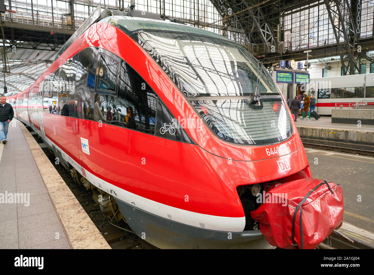 COLOGNE, GERMANY - CIRCA OCTOBER, 2018: a train seen on platrform at ...